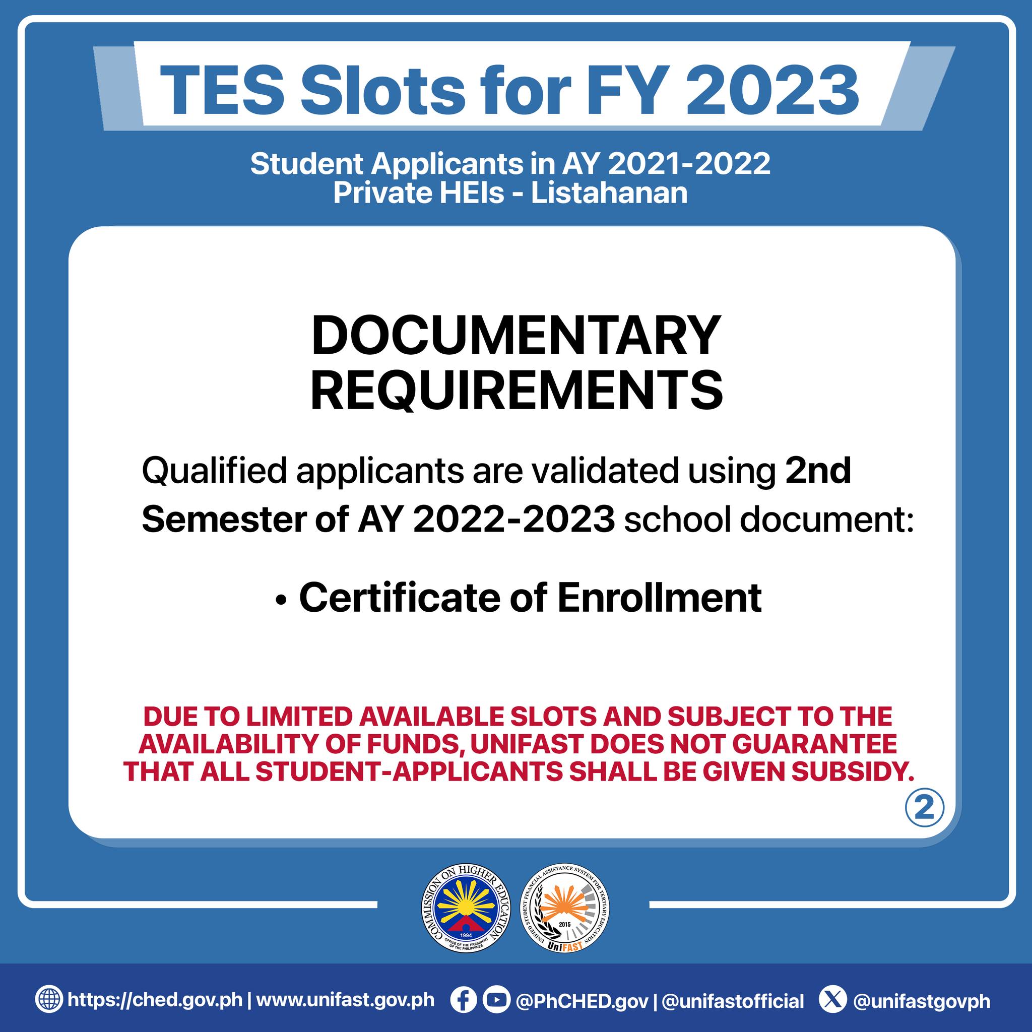 Tertiary Education Subsidy - TES - PH SCHOLARSHIPS Tertiary Education Subsidy - TES - PH SCHOLARSHIPS